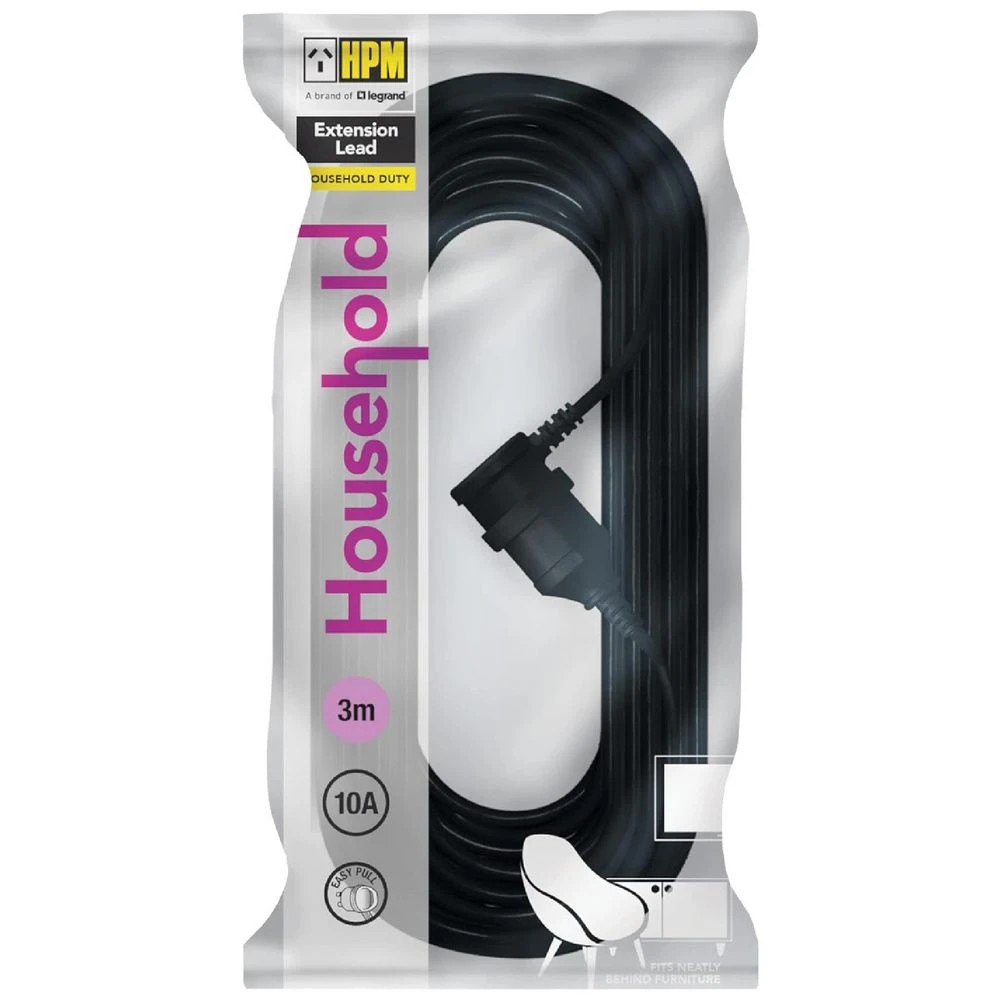 HPM Easy Power Pull Extension Lead 3 Metres Black - Kmart