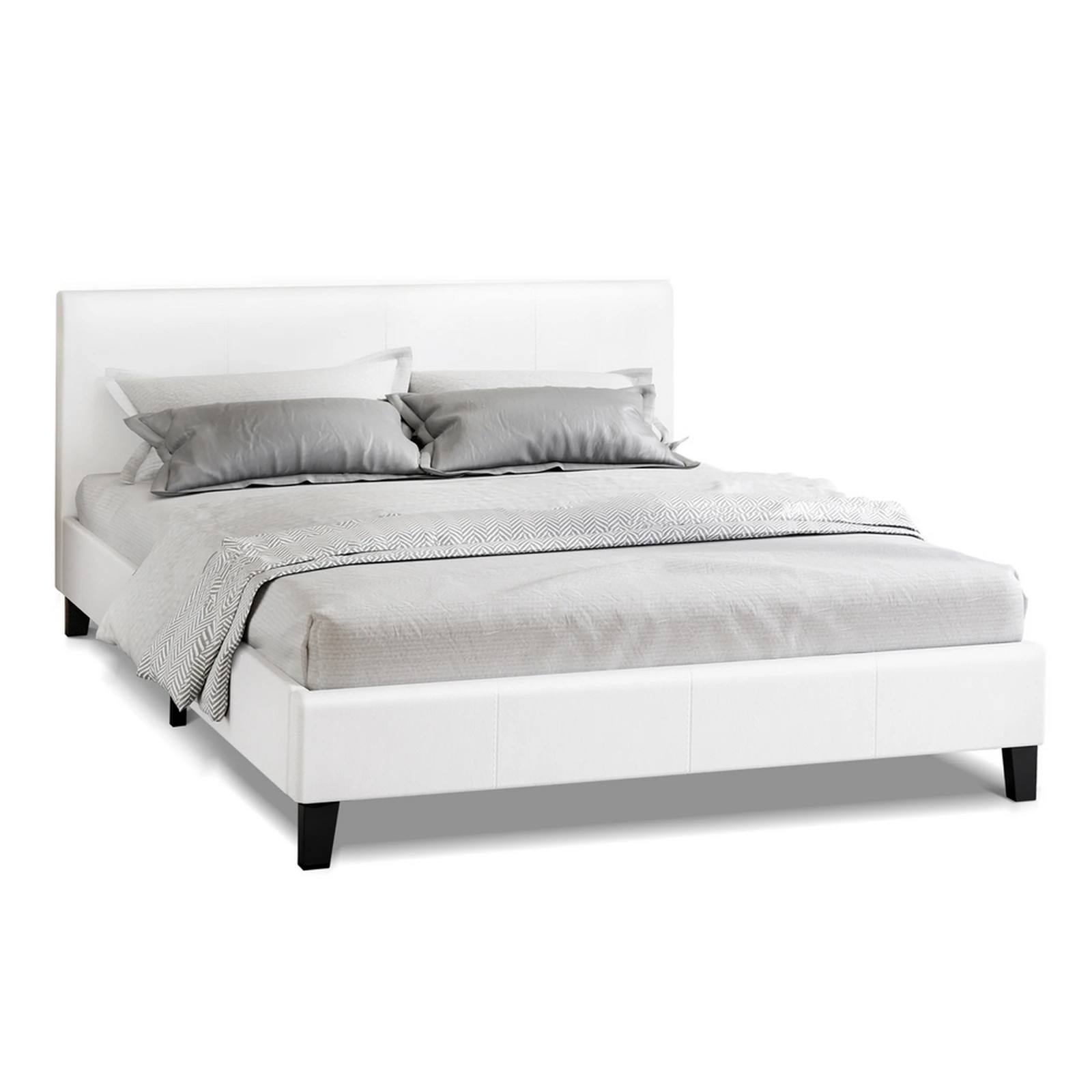 Alfordson Bed Frame Queen Size Mattress Base Wooden Platform Leather ...