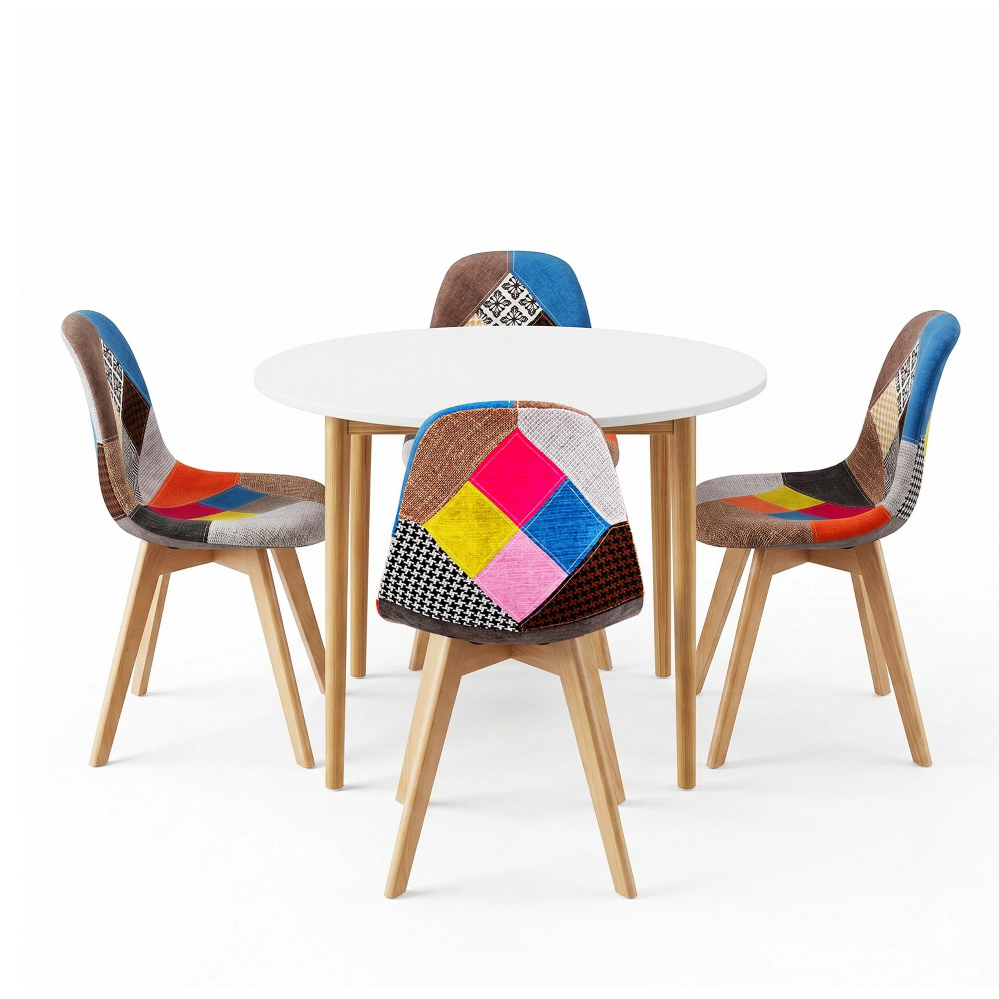 Artiss Dining Table and 4 Fabric Eiffel Chairs Set - Multi - Kmart