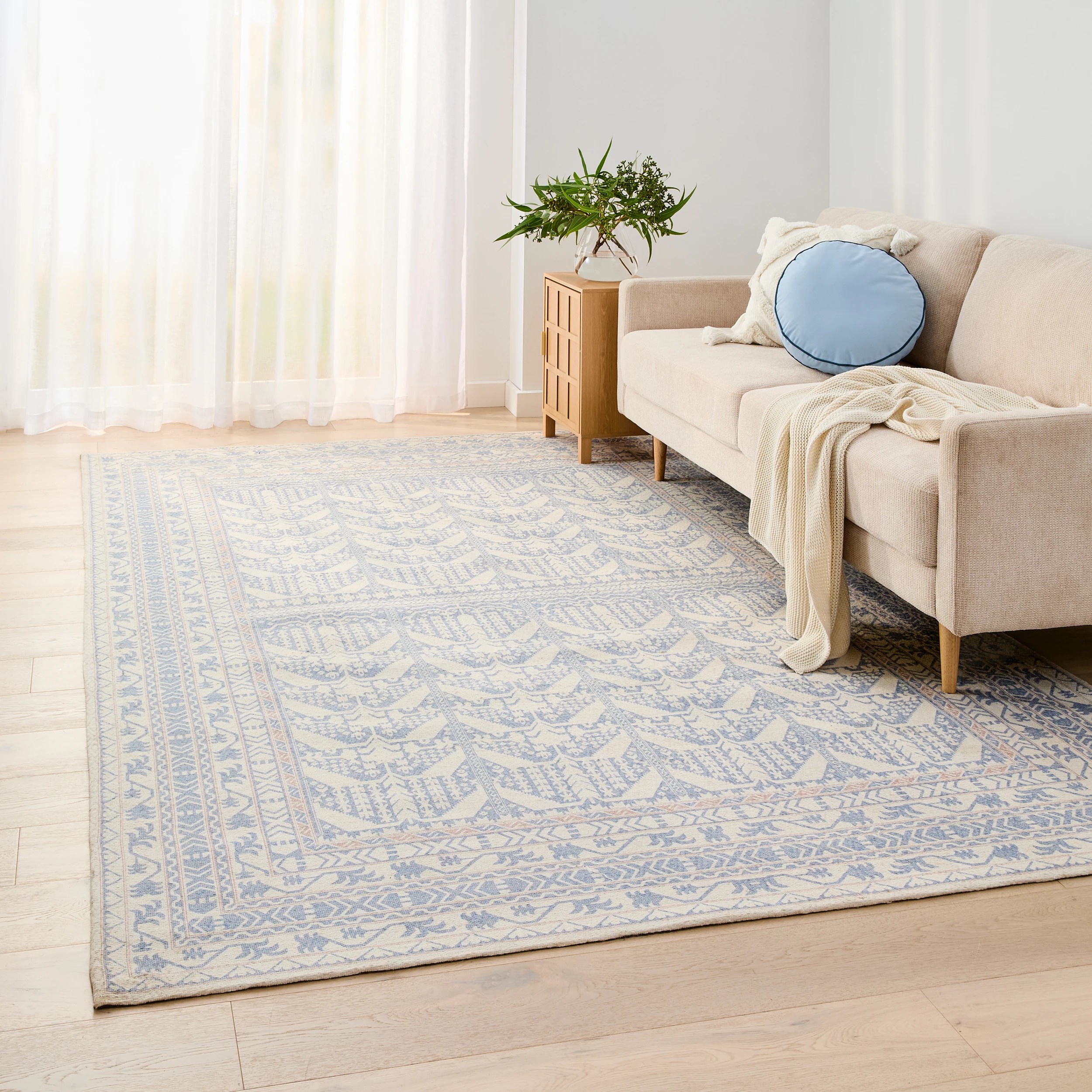 Emi Wool Blend Rug - Blue, Extra Extra Large - 300cm x 200cm - Kmart