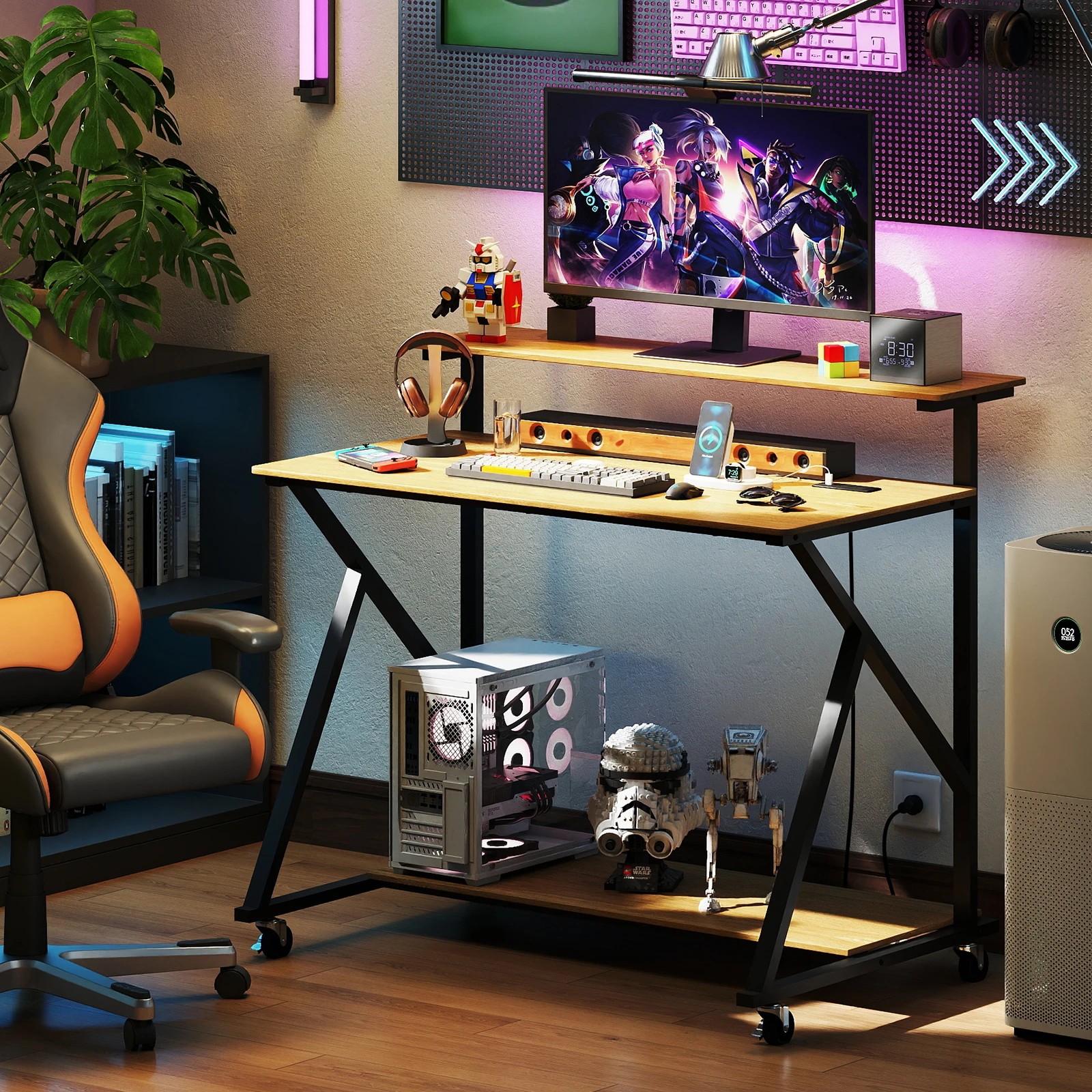 Costway Mobile Computer Desk Office Study Desk Gaming Writing Table w ...