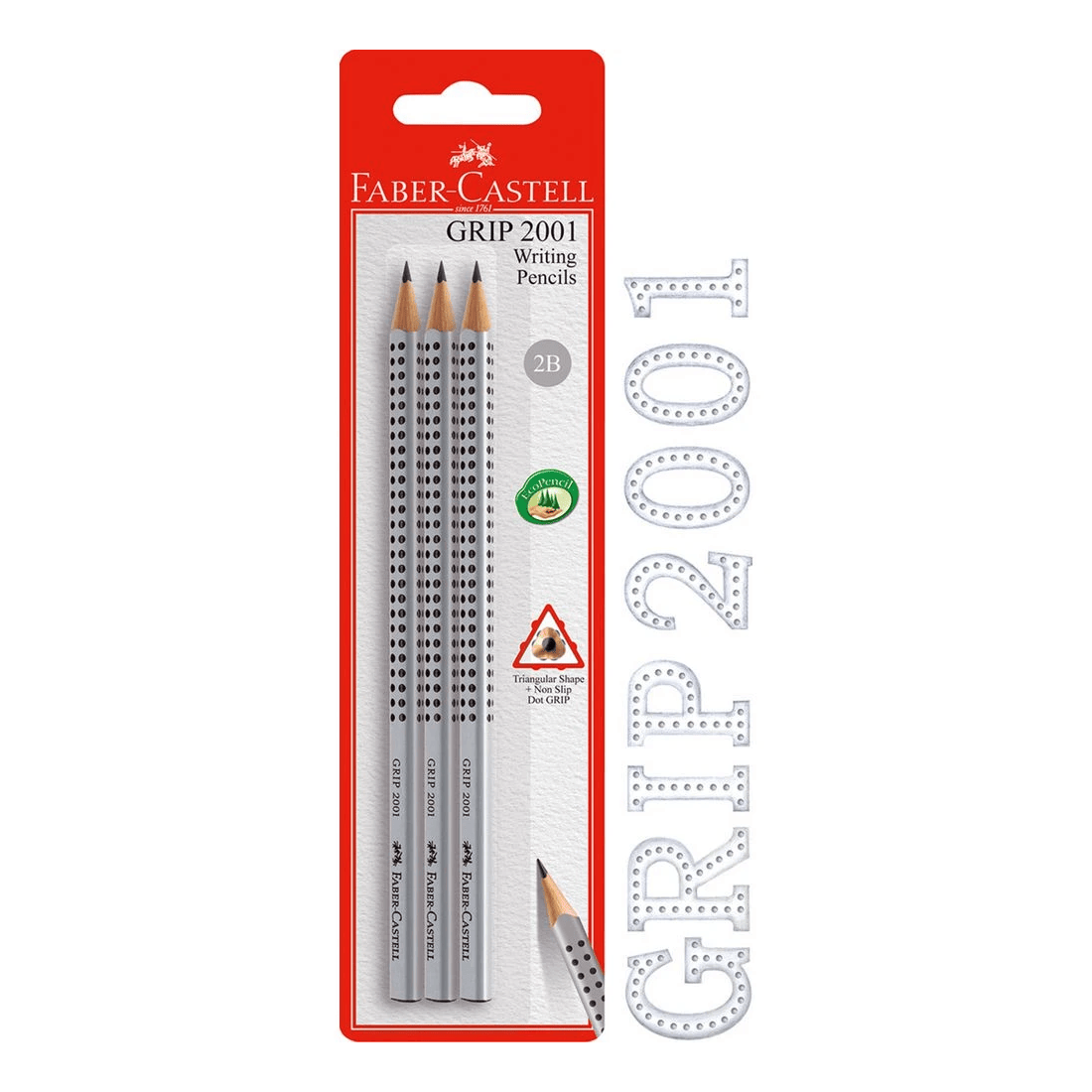 Faber-Castell Triangular Grip Graphite Pencils 2B 3 Pack - Kmart