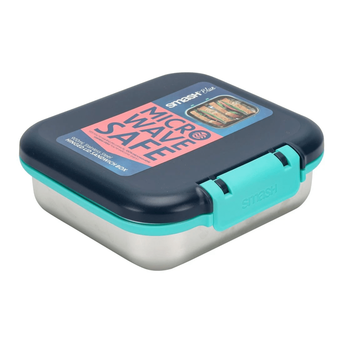 Smash Hinged Sandwich Box Navy - Kmart