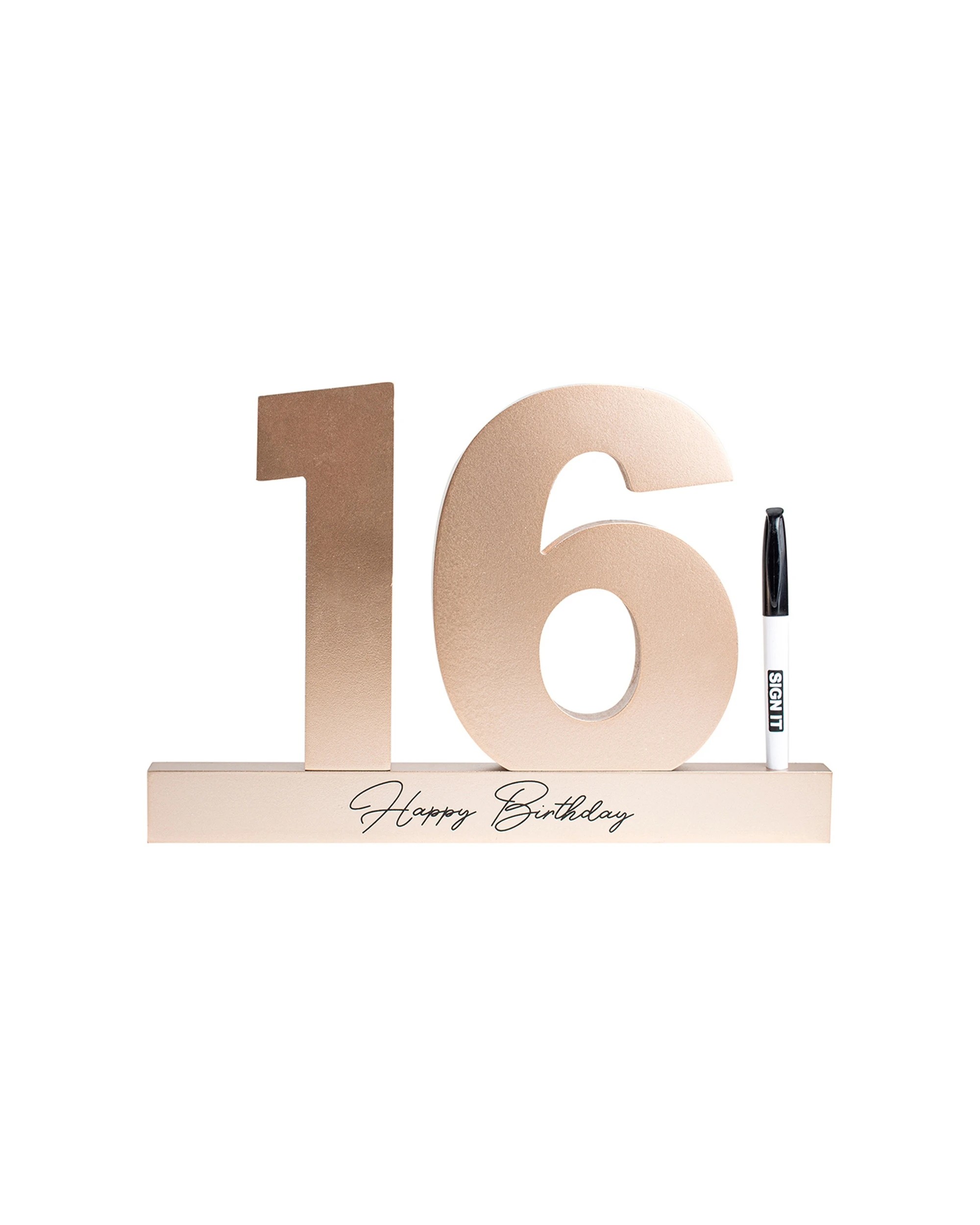 16th Rose Gold Signature Block Novelty Birthday Message Party Statue ...