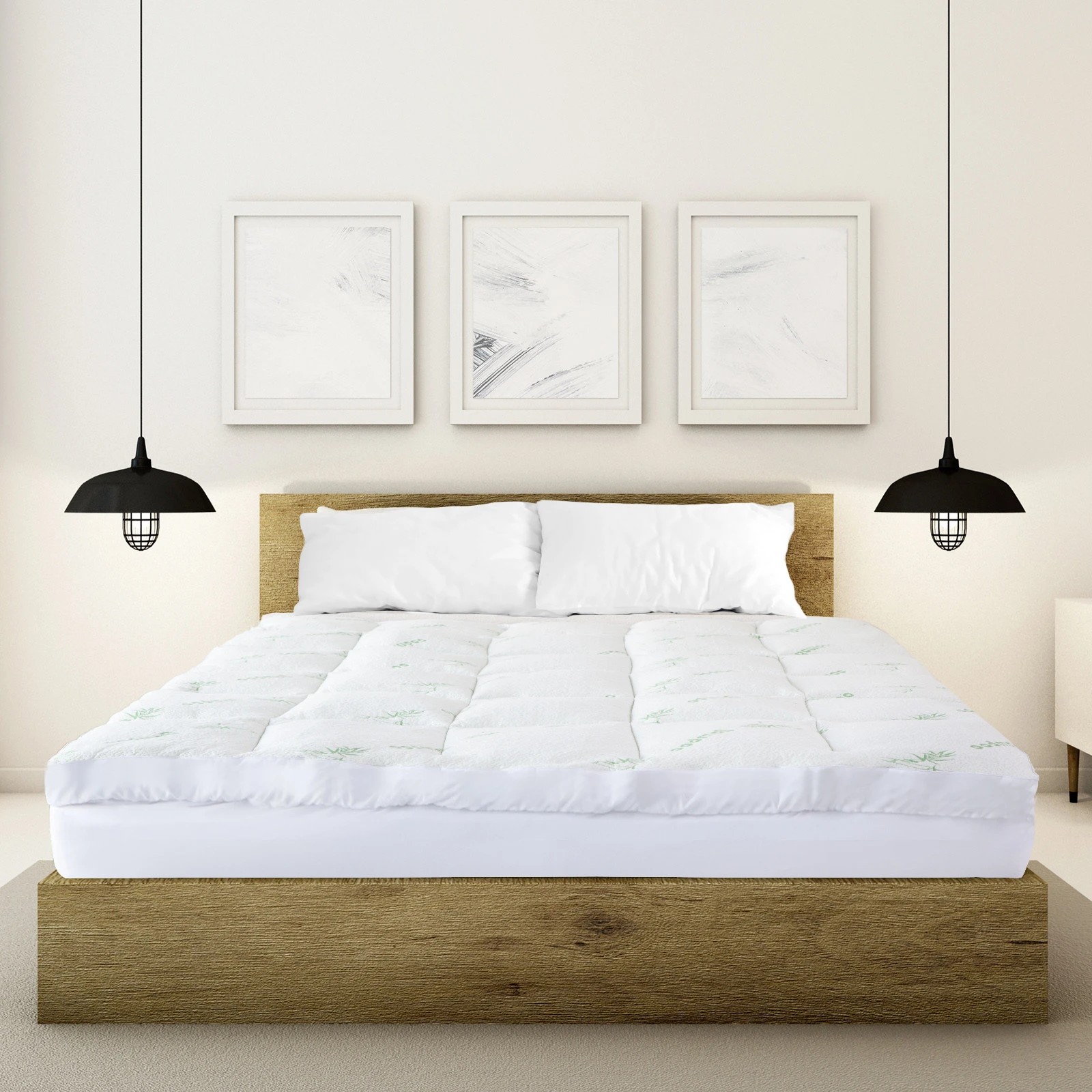 Royal Comfort 1000GSM Luxury Bamboo Covered Mattress Topper Ball Fibre ...