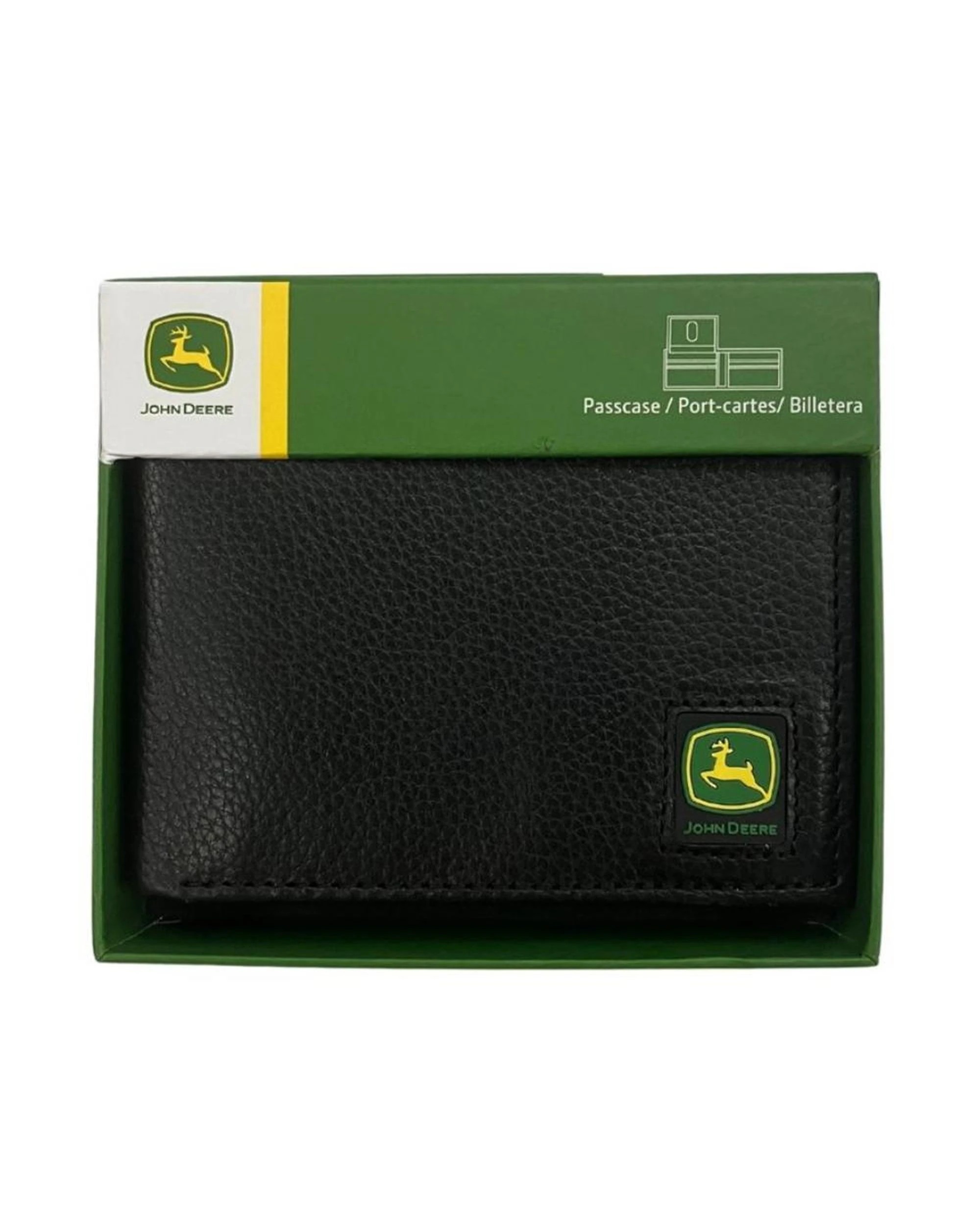 John Deere Black Pebble Grain Leather BiFold Wallet - Black - Kmart