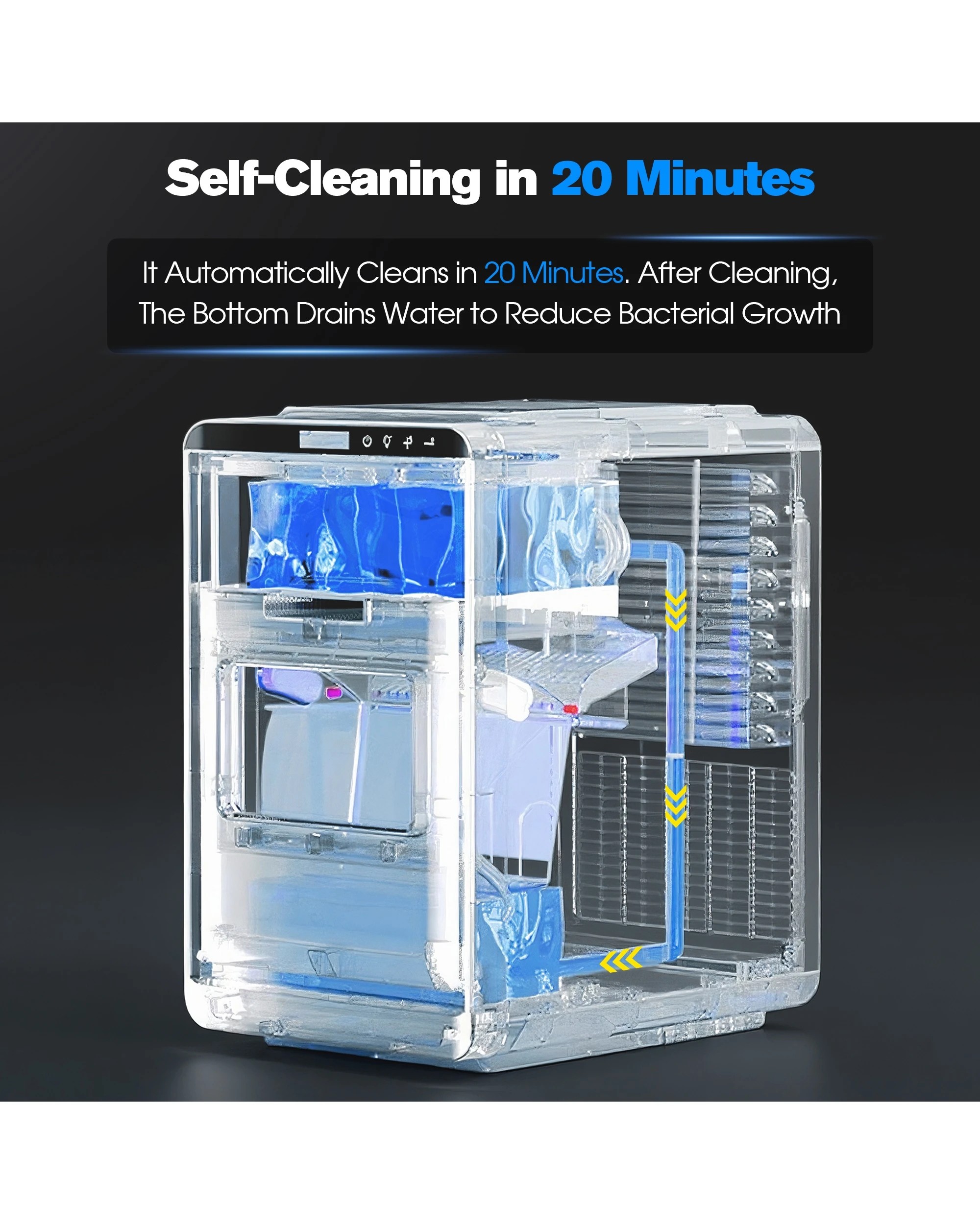 Advwin Crescent Ice Maker, 12kg/day Countertop Ice Machine With ...