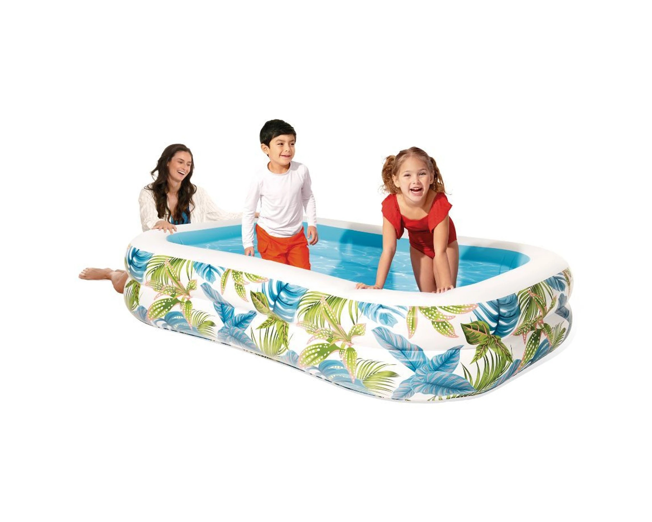 INTEX Tropical Swim Center Inflatable Family Pool 90In x 60In x 19In ...