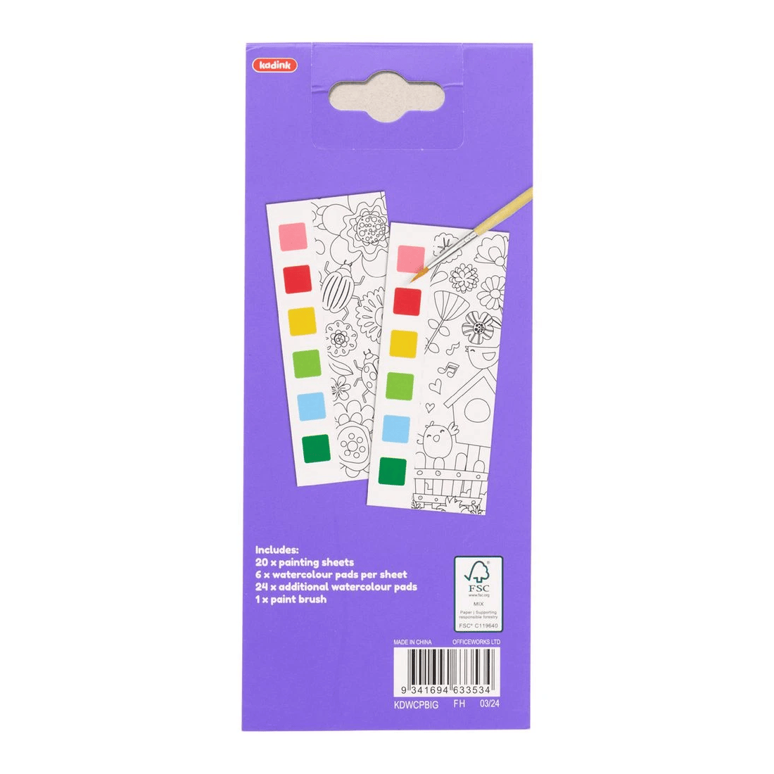 Kadink Water Colour Painting Book Insect Garden - Kmart