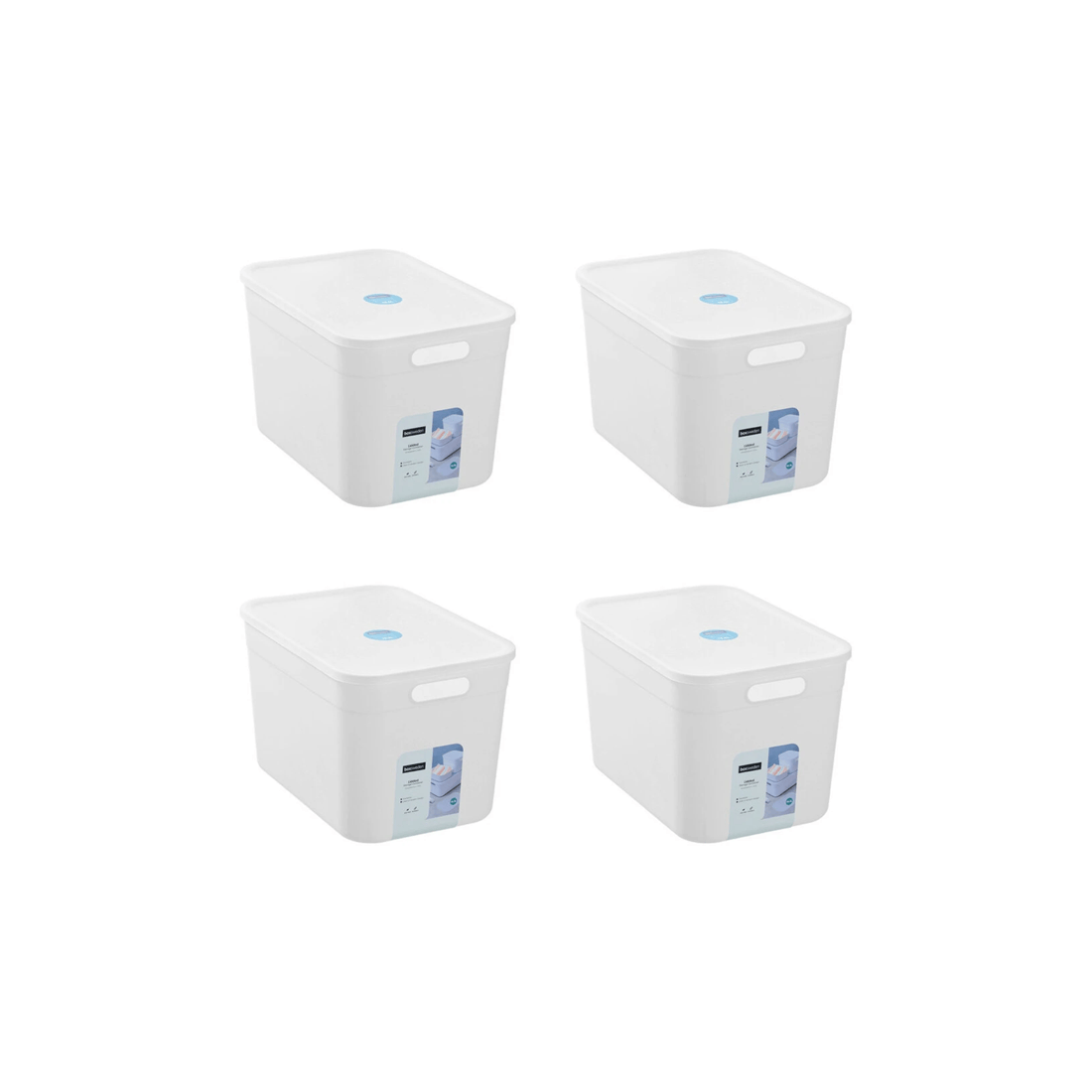 Boxsweden Storage Containers 4PK Lidded Stackable Durable 16.5L 35.5cm ...